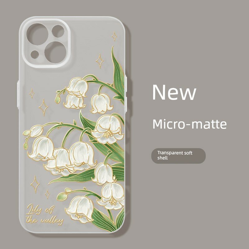 IPhone Air ультратонкий матовый силиконовый чехол прозрачный белый выгравированный ландыш JF