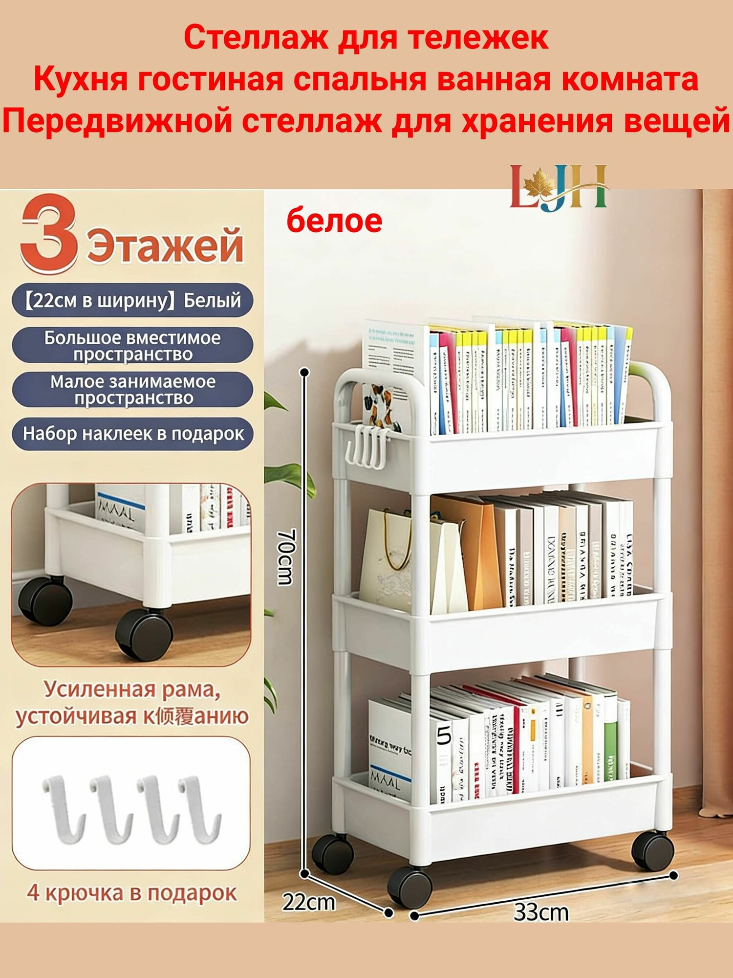 Этажерка, 4 секц, Пластик, 30х20х76 см. Экономика, доступные, из Китая. Срочный транспорт. Экономика, доступные,