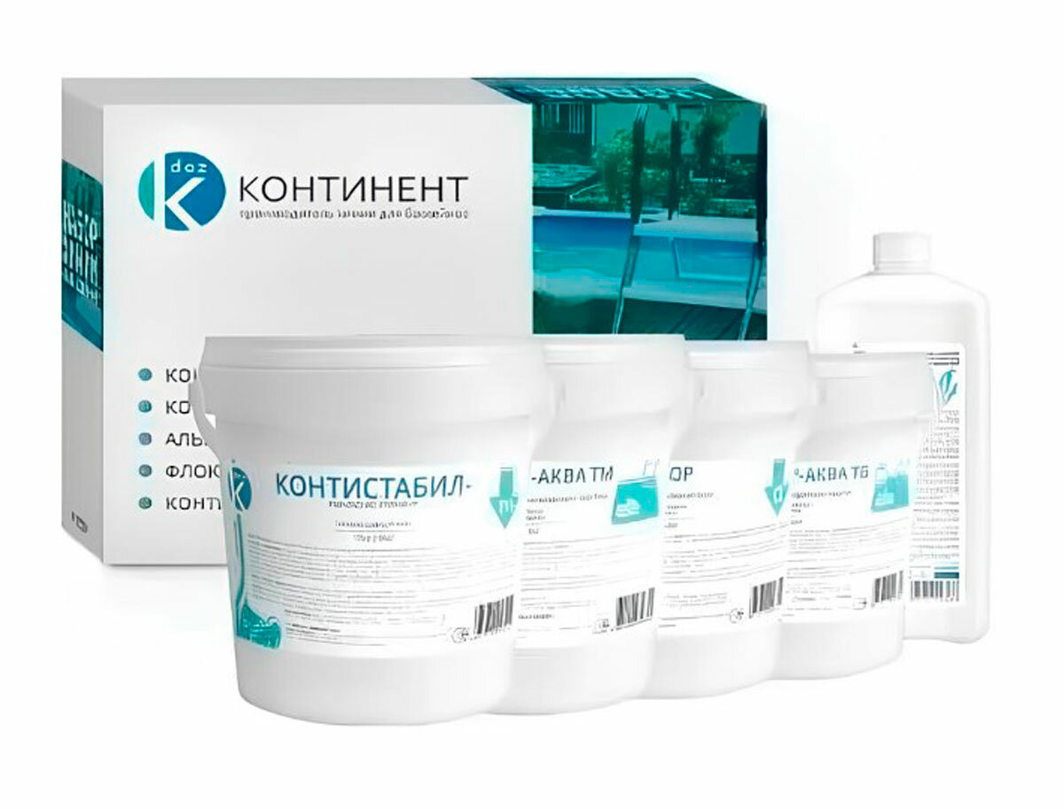 Набор химии 5 в 1 Start для ухода за бассейном до 20 куб. м Континент - Химия для дезинфекции и очистки воды бассейна