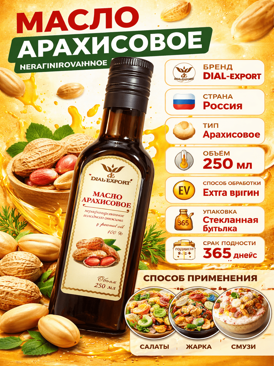 Масло арахисовое Dial-export нерафинированное, 250мл