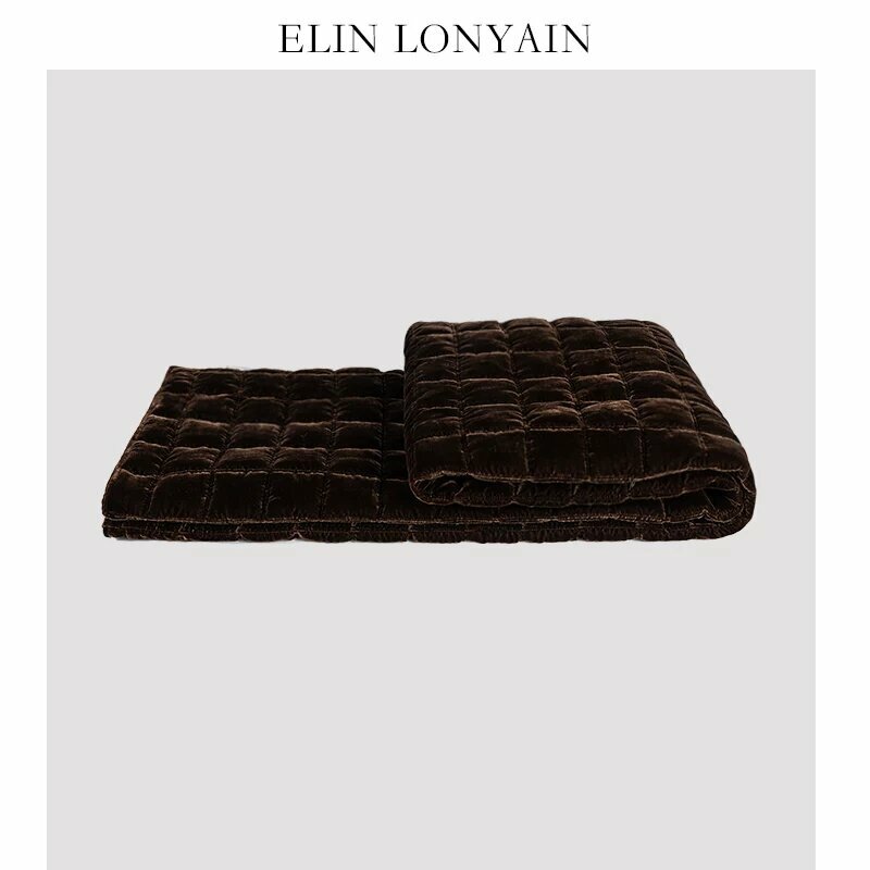 Плед-накидка Longyan Home Furnishing, современный, простой, темно-коричневый, из шелкового бархата, с вышивкой,