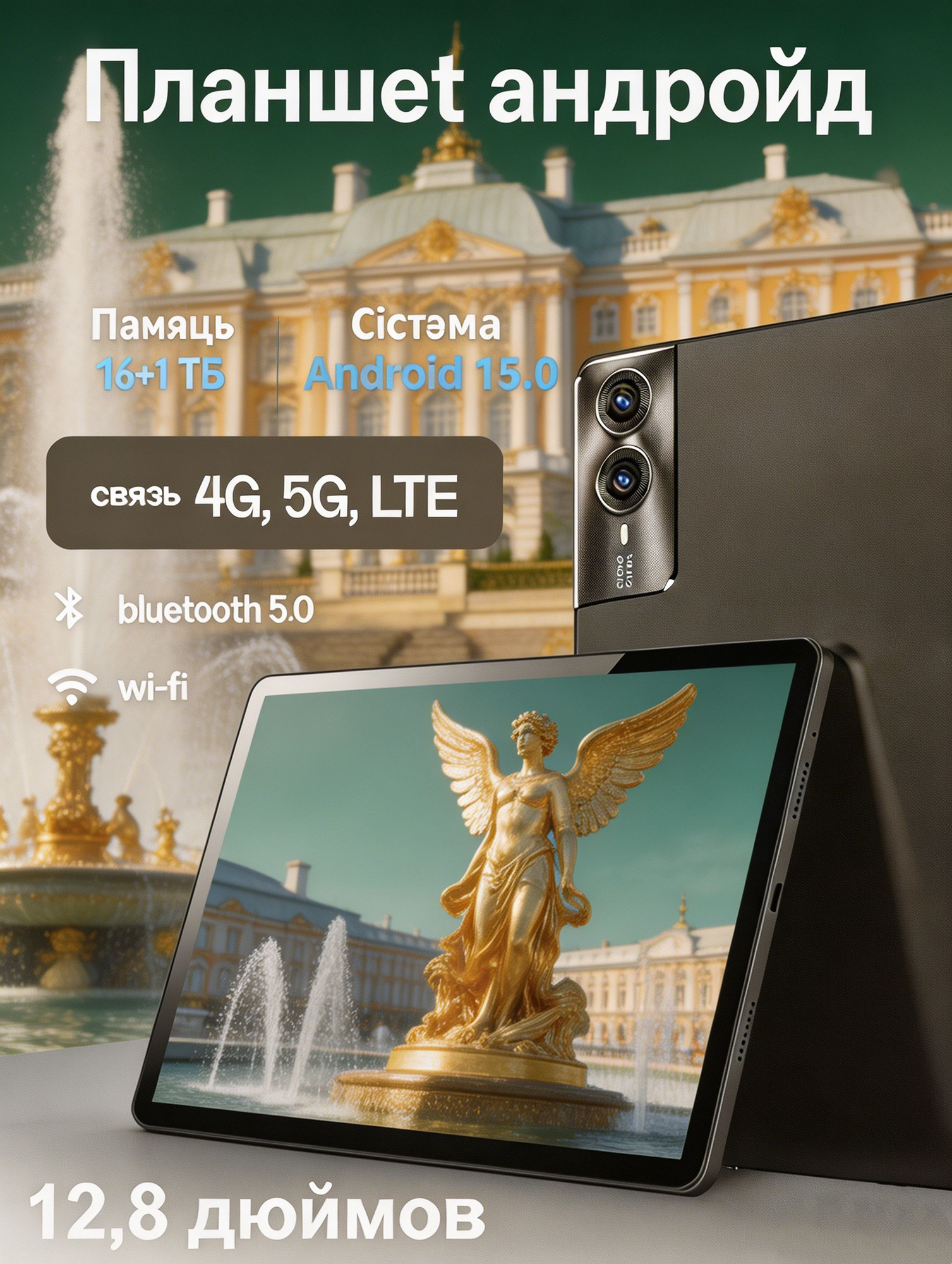 Galaxy 16ГБ+1024ГБ LTE 10000 мАч S13 с клавиатурой и мышкой 12,8 дюймов Игровой планшет на Android