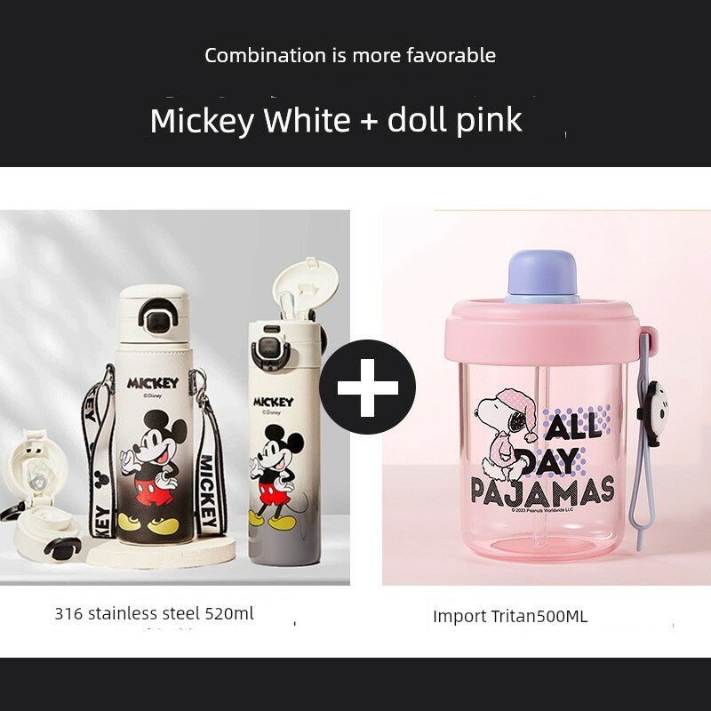Термос Disney Микки Маус + розовая плюшевая чашка набор для детей школы