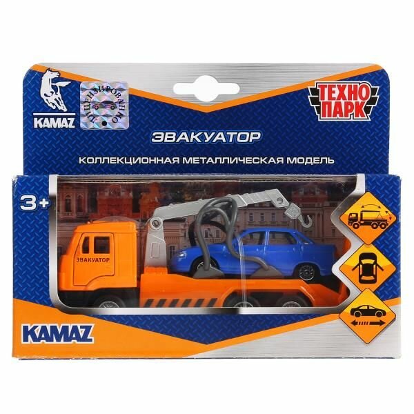 ТехноПарк Машинка Камаз С Эвакуатором 12 см.