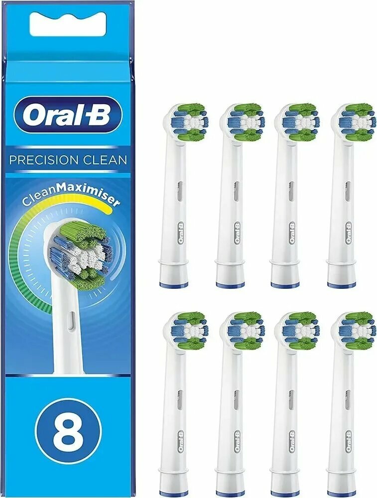 Сменная насадка для зубных щеток Oral-B Precision Clean с технологией CleanMaximiser, упаковка из 8 штук