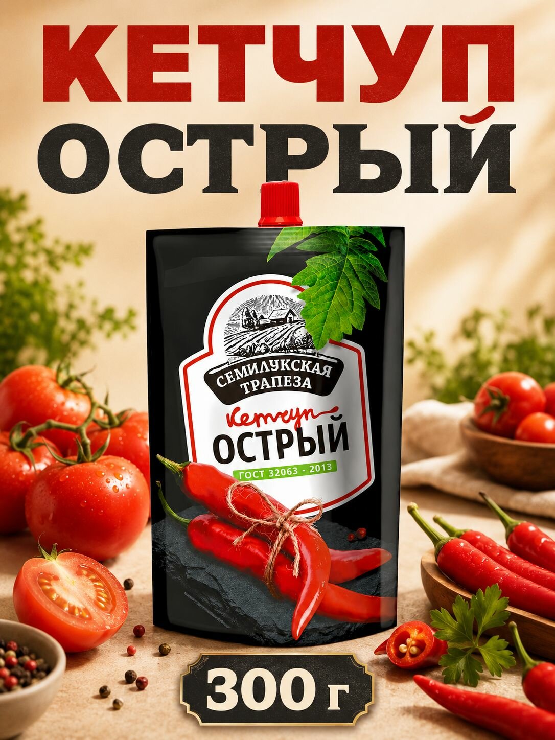 Кетчуп Острый, 300 грамм, 2 пачки