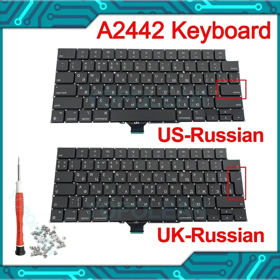 Клавиатура US-RU для Macbook Pro 14/16 2021 M1 Max