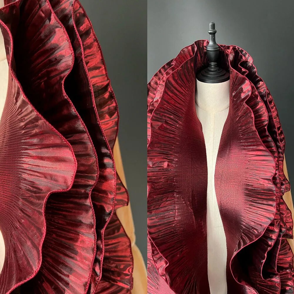 Бордовая ткань с эффектом "wine red", 2 ярда x 15 см