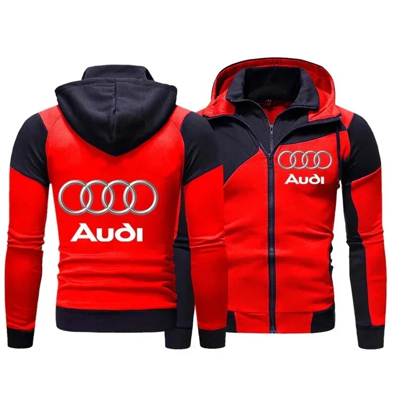 Мужской худи Audi красный, темно-серый, XXXL