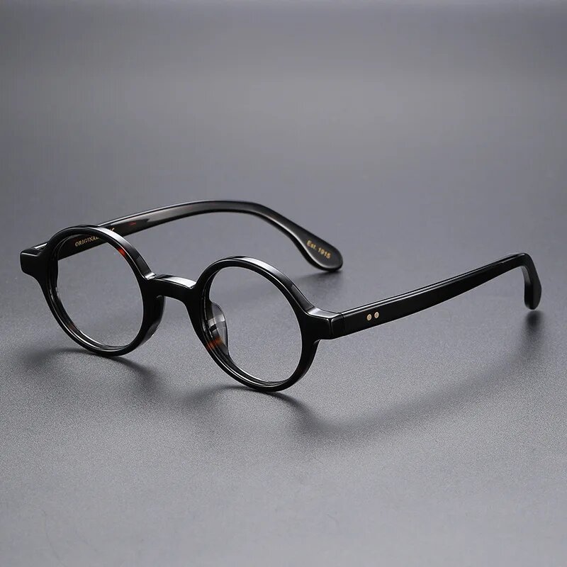 YIMARUILI Ретро Круглые Очки Ацетат Black Tortoiseshell
