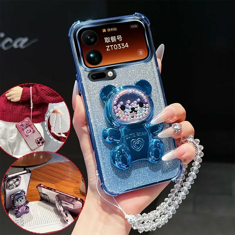 Противоударный Чехол Для Телефона С 3D-дизайном Медведя Синий, Blue, Xiaomi 17