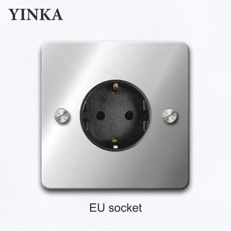 Розетка EU Schuko, матовый никель YNKA