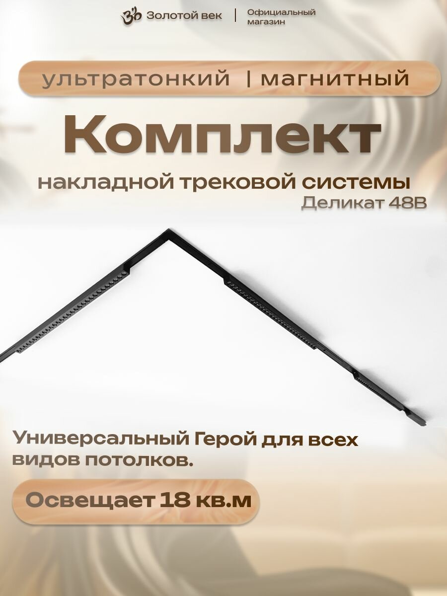 Готовый комплект Трековая система шинопровод деликат 48V 3 метра (1+1+1) + 3 светильника 55 см линзированные ульратонкий трек H5 (Д02)