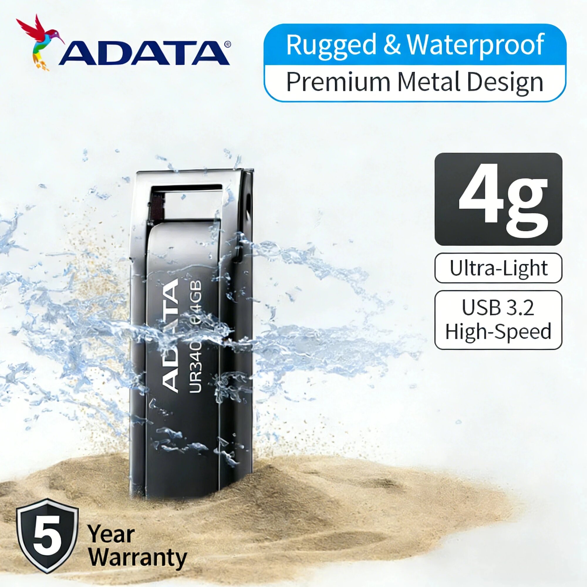 ADATA UR340 USB 3.2 металлический флеш-накопитель 64/128 ГБ 64 ГБ