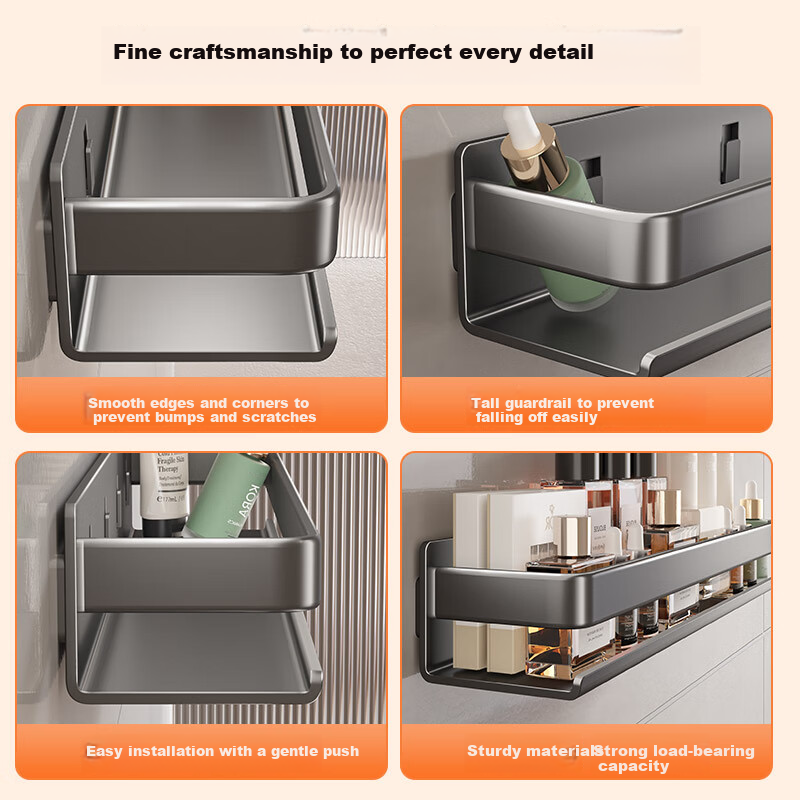 MICOE Bathroom Shelf Stainless Steel No Drilling Toilet Washbasin Kitchen Storage Wall-mounted Bathroom Shelf