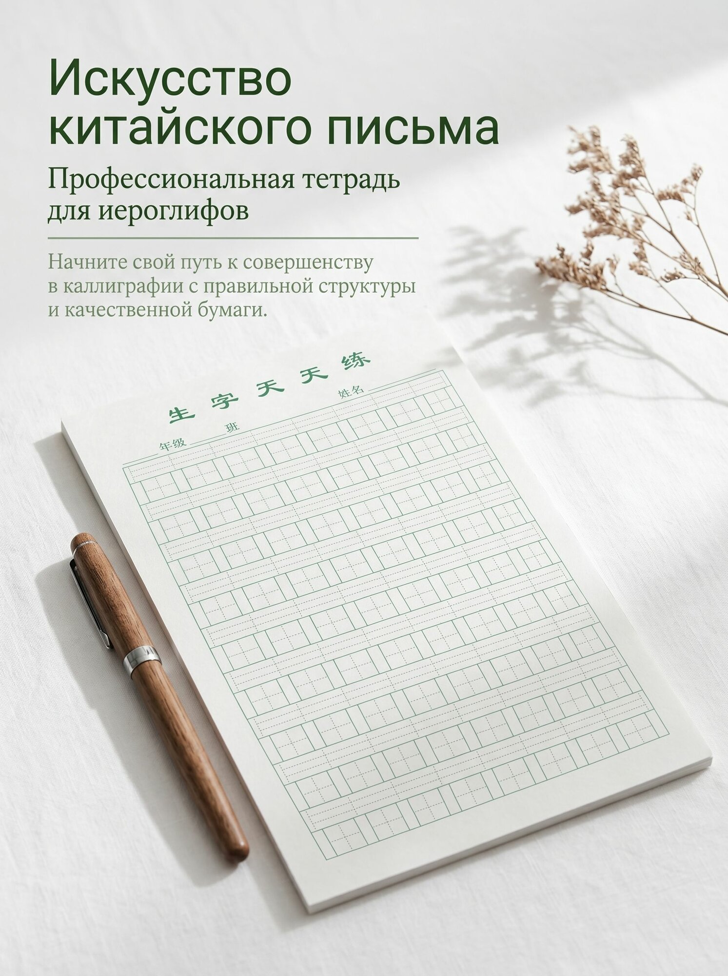 Тетрадь-пропись для записи иероглифов (китайский, корейский, японский)