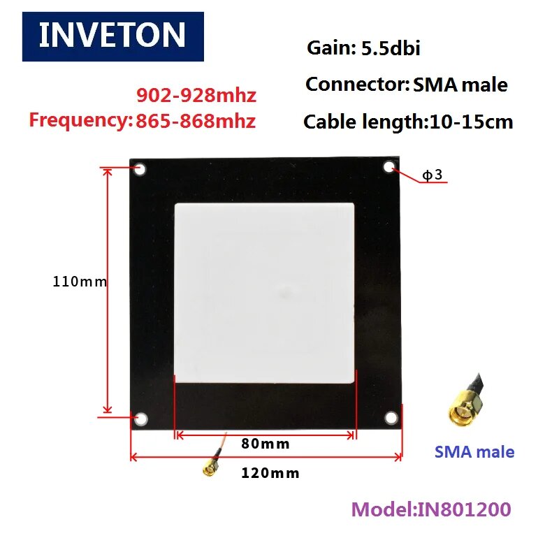 Модуль считывания RFID UHF IN-R200 uhfrfid Черный, 5.5dbi antenna