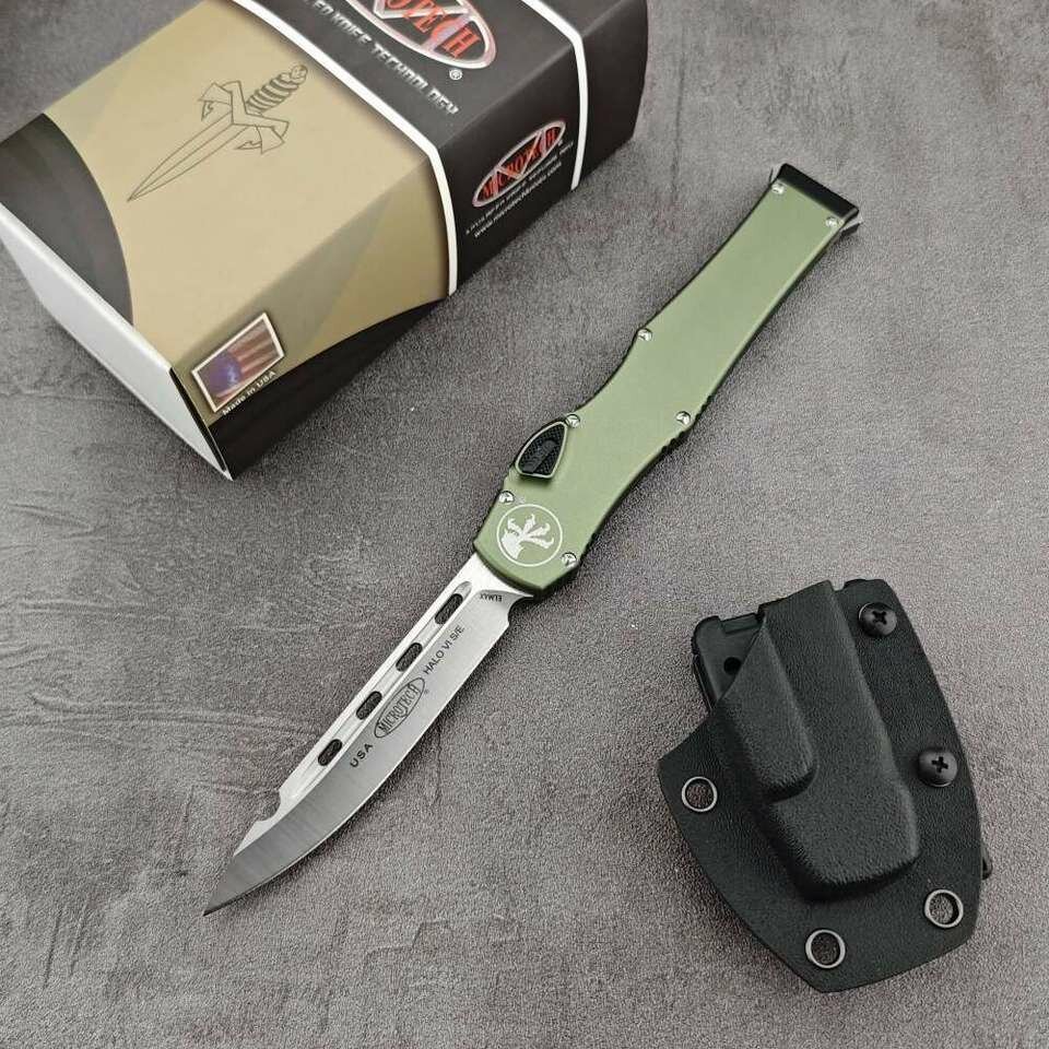 Новый Microtech Halo 6AUTO OTF Пружинный нож с алюминиевой ручкой D2 Balde Нож для выживания на открытом воздухе EDC Охотничий режущий инструмент для кемпинга