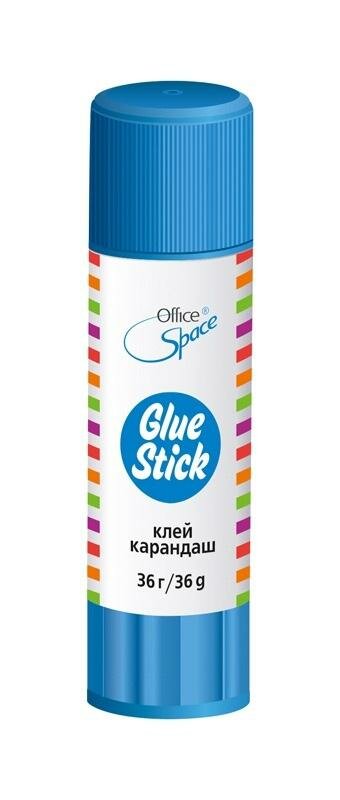 Клей-карандаш OfficeSpace 36г, ПВА, для бумаги и картона, морозоустойчивый, белый — фото 1