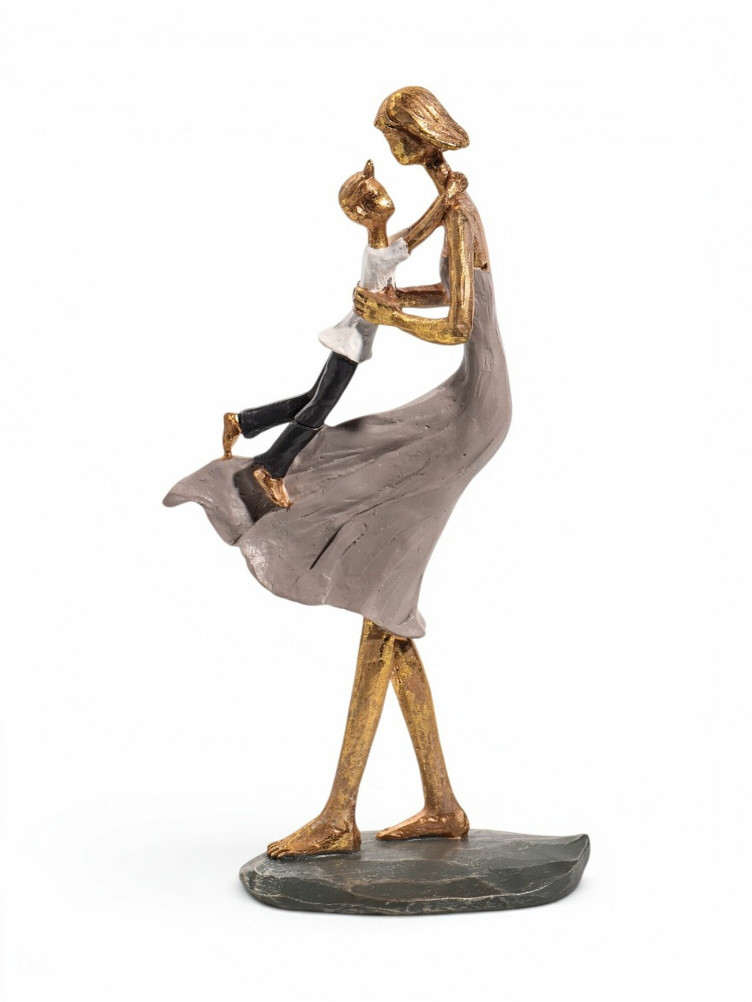 Фигурка декоративная "Мама кружит сына", 16x8x28.5 см, цвет: разноцветный