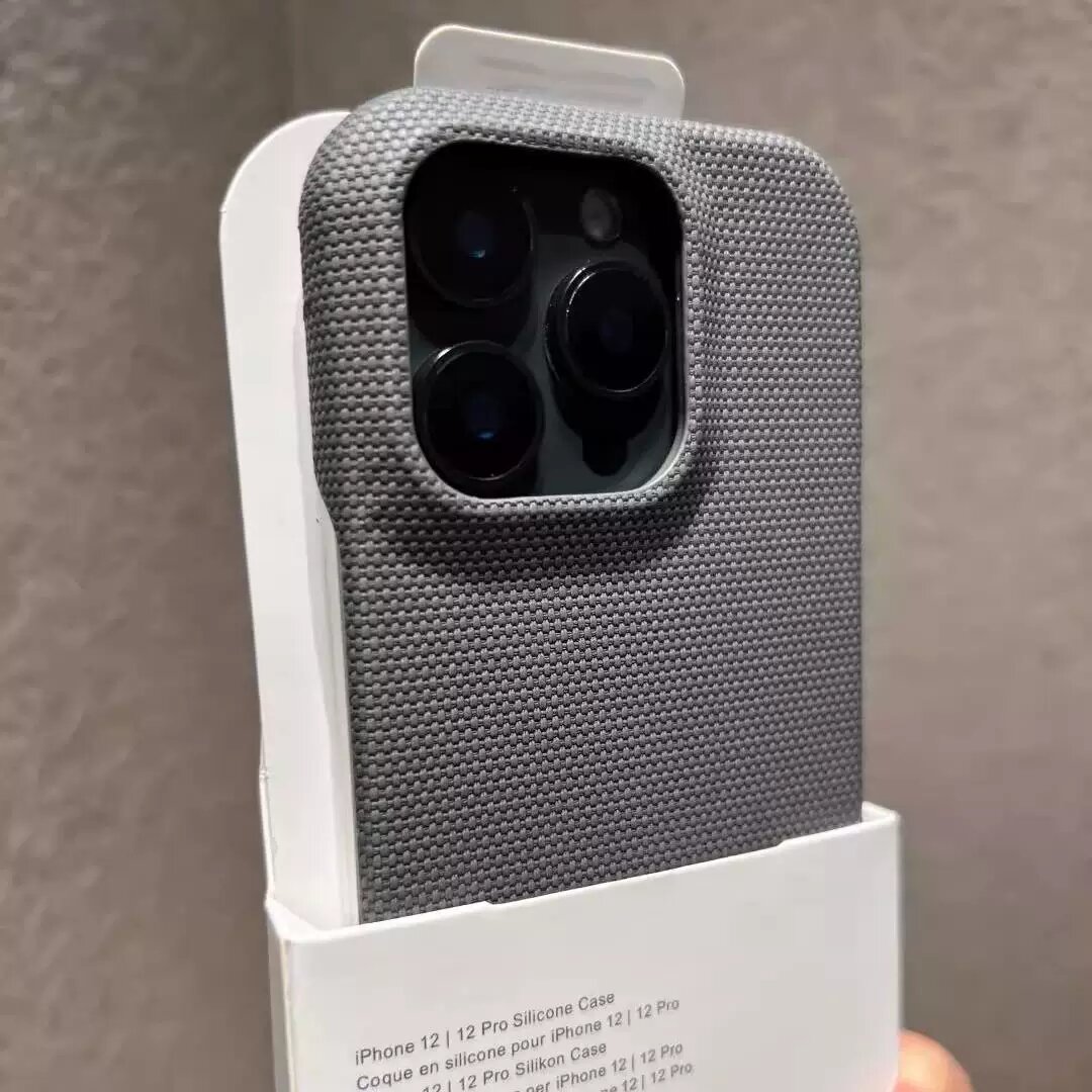 Чехол для iPhone 13 Pro из матовой кожи и тканевого узора, титаново-серый, противоскользящий