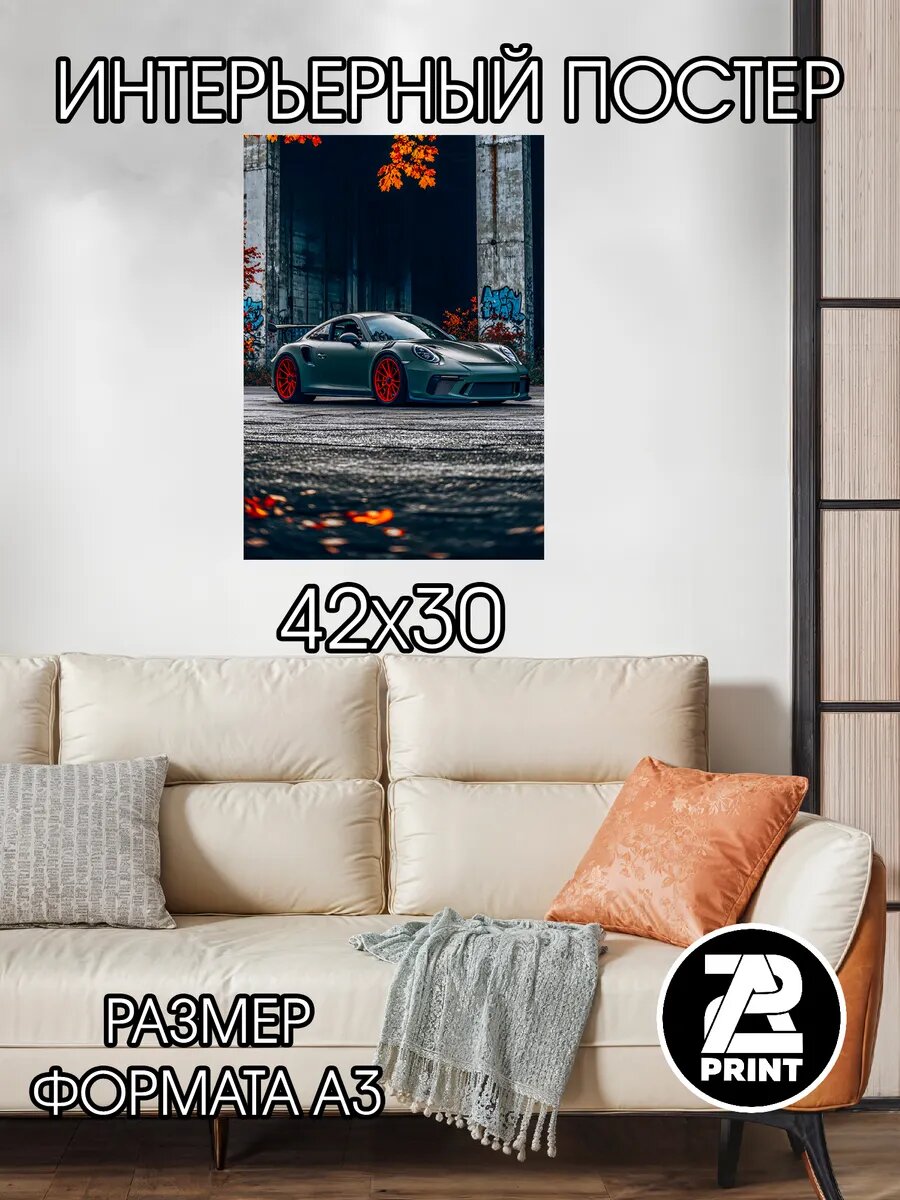 Постер на стену интерьерный 42х30 авто ЖДМ (JDM) - Порш