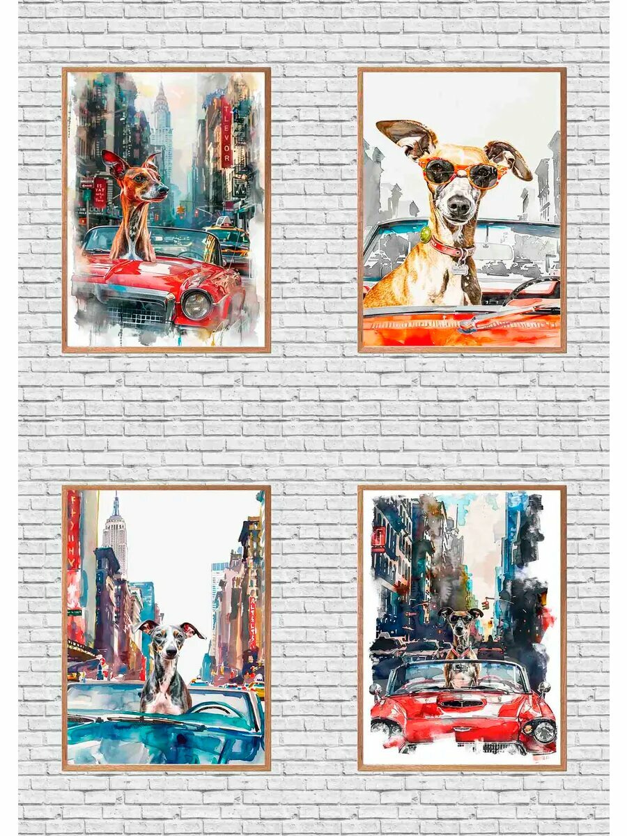 Итальянская борзая Собака-миллиардер, 4 Плаката, 30x21см