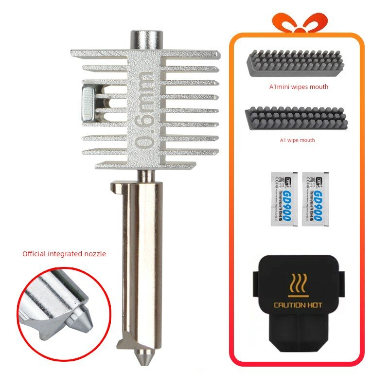 Аксессуары для 3D-принтеров Tuya T Bamboo A1/A1 mini/A2L: комплект хотэнда, насадка из закаленной стали, силиконовый