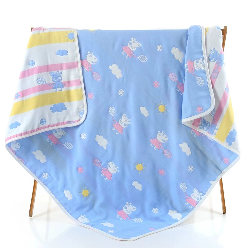 6-слойное детское полотенце для купания 80x80 см, синий, хлопковое, мягкое