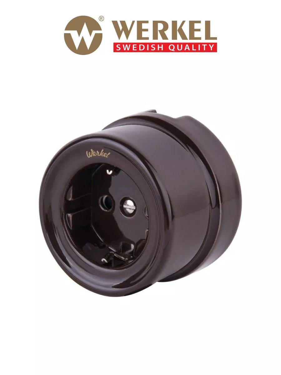 Накладная розетка с заземлением Werkel Ретро W5671014, цвет коричневый
