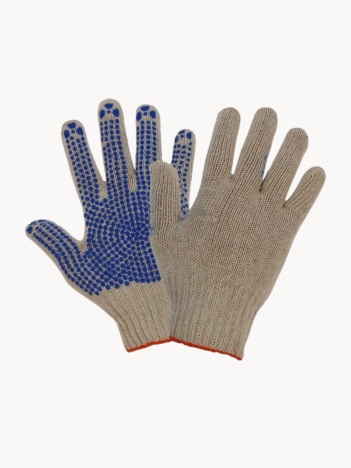 Перчатки Fort х/б с ПВХ, 56гр, 7,5 класс, точка, арт. 0019Р, белые, 10шт