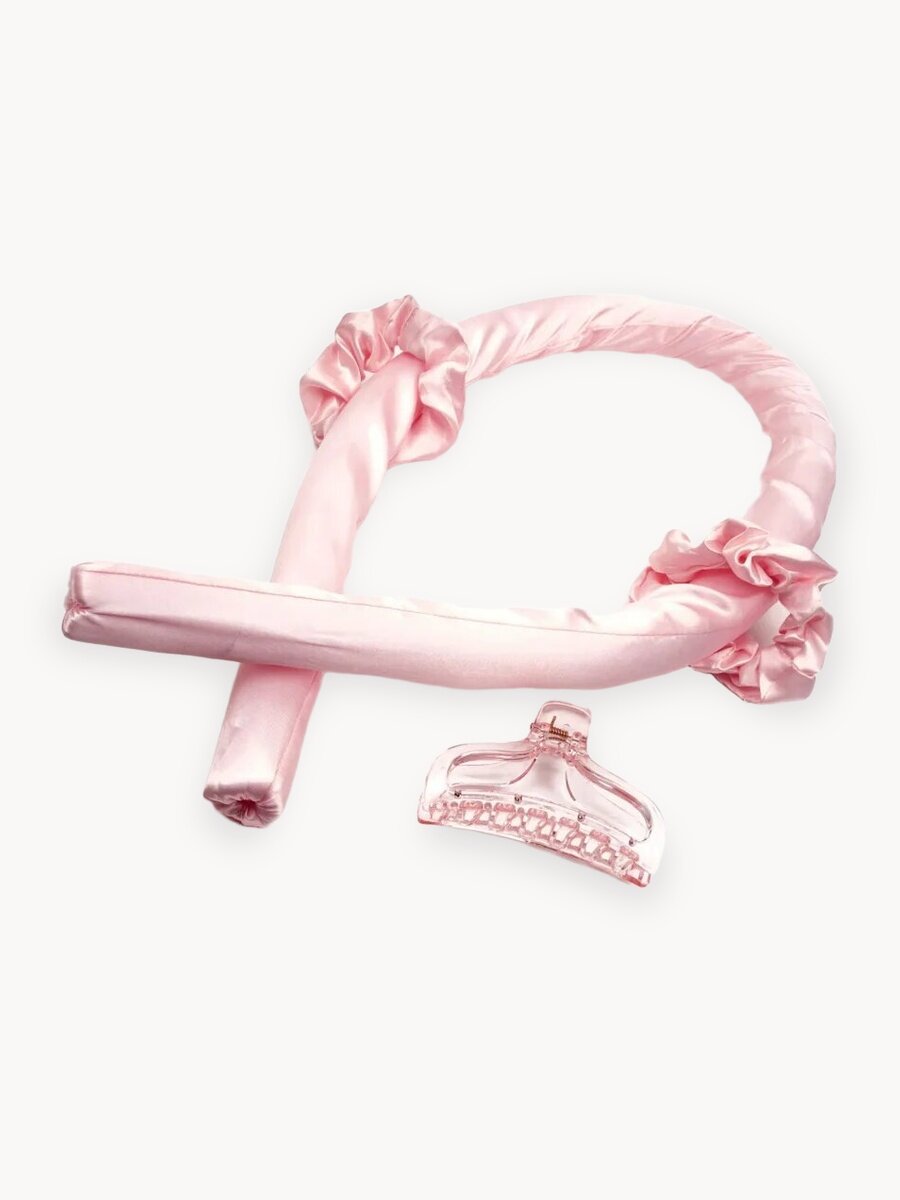 Набор для завивки волос, мягкие бигуди", махровая ткань, розовые, 4 шт.