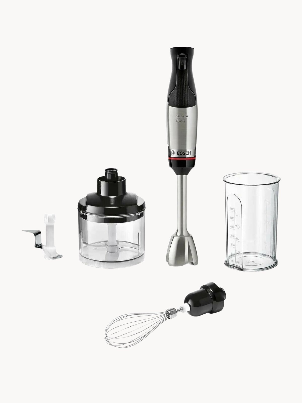 Погружной блендер Bosch MSM6M622: 1000Вт, измельчитель 500 мл, венчик, колка льда