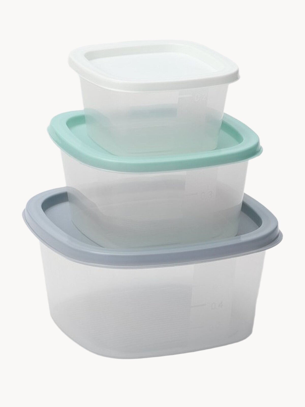 Набор контейнеров квадратных BioFresh, 3 шт: 0,23 л, 0,5 л, 0,9 л, цвет микс