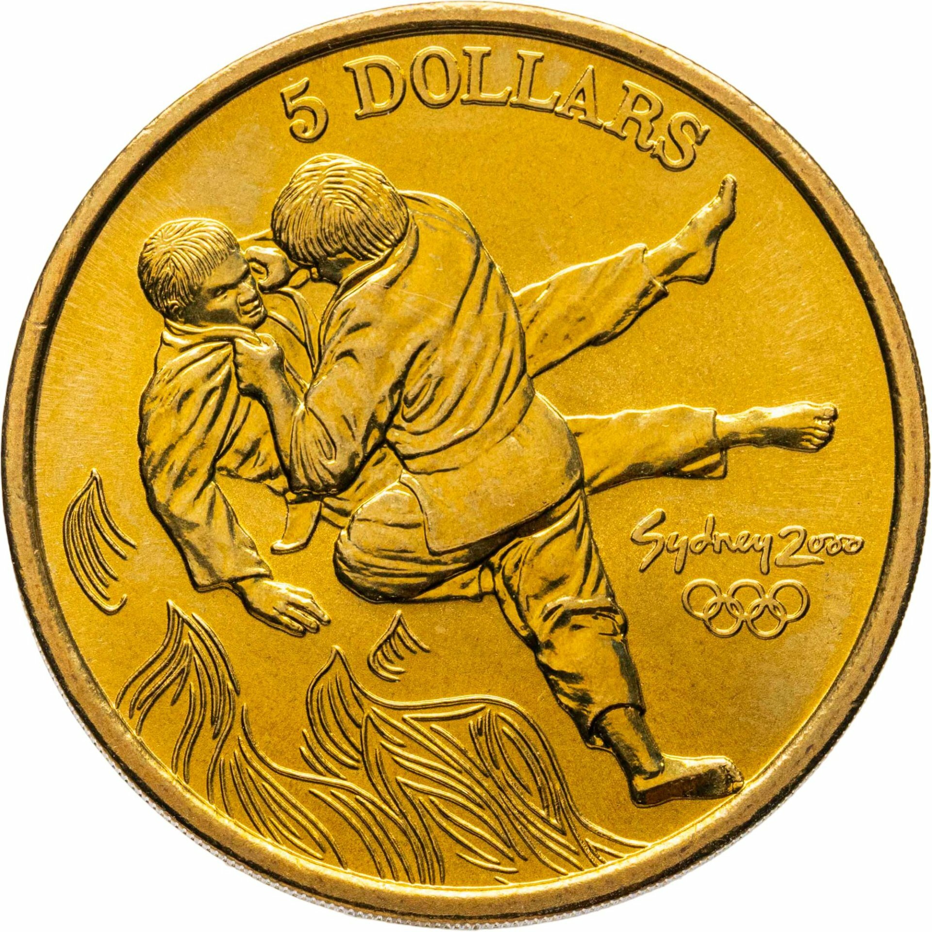 Австралия 5 долларов dollars 2000 "Олимпийские игры в Сиднее - Дзюдо", Бронза, в сохранности BUNC