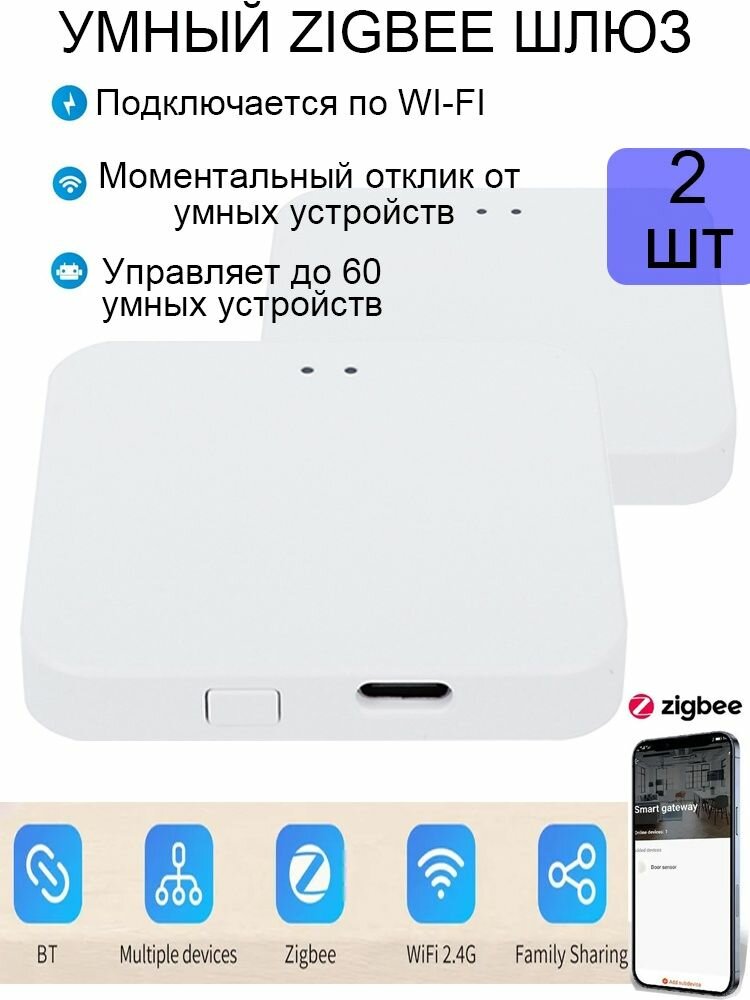Многорежимный шлюз Tuya Smart с поддержкой ZigBee 3.0, Bluetooth и Mesh Hub, дистанционное управление с помощью приложений,2шт.