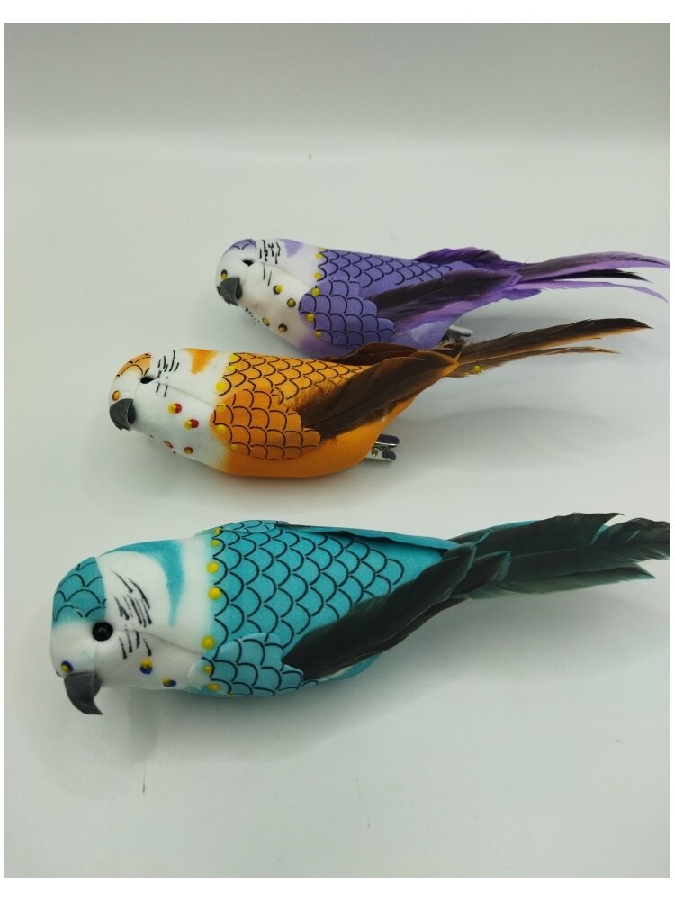 Попугай декоративный для флористики 15см 3шт. 17037а