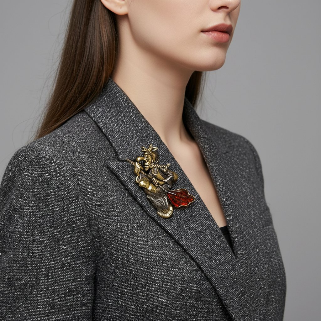 Брошь, янтарь