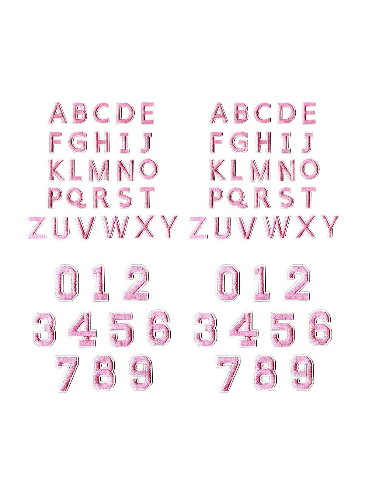 Железные аппликации с буквами и цифрами (72 шт.), Розовый
