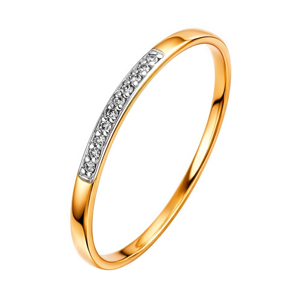 Кольцо дорожка, красное золото, 375 проба, родирование, бриллиант