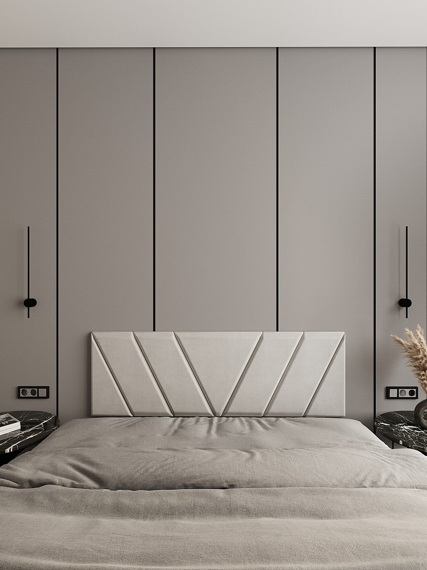 Мягкая стеновая панель 180x60, изголовье для кровати, цвет слоновая кость