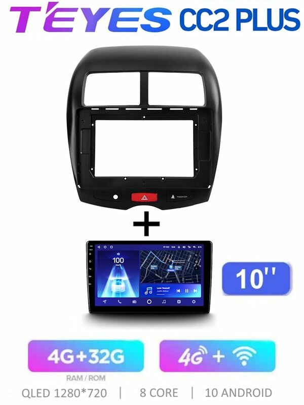 Магнитола 10" Teyes CC2 Plus 4/32 Gb для Mitsubishi ASX 1 2010-2016 (B) дорест