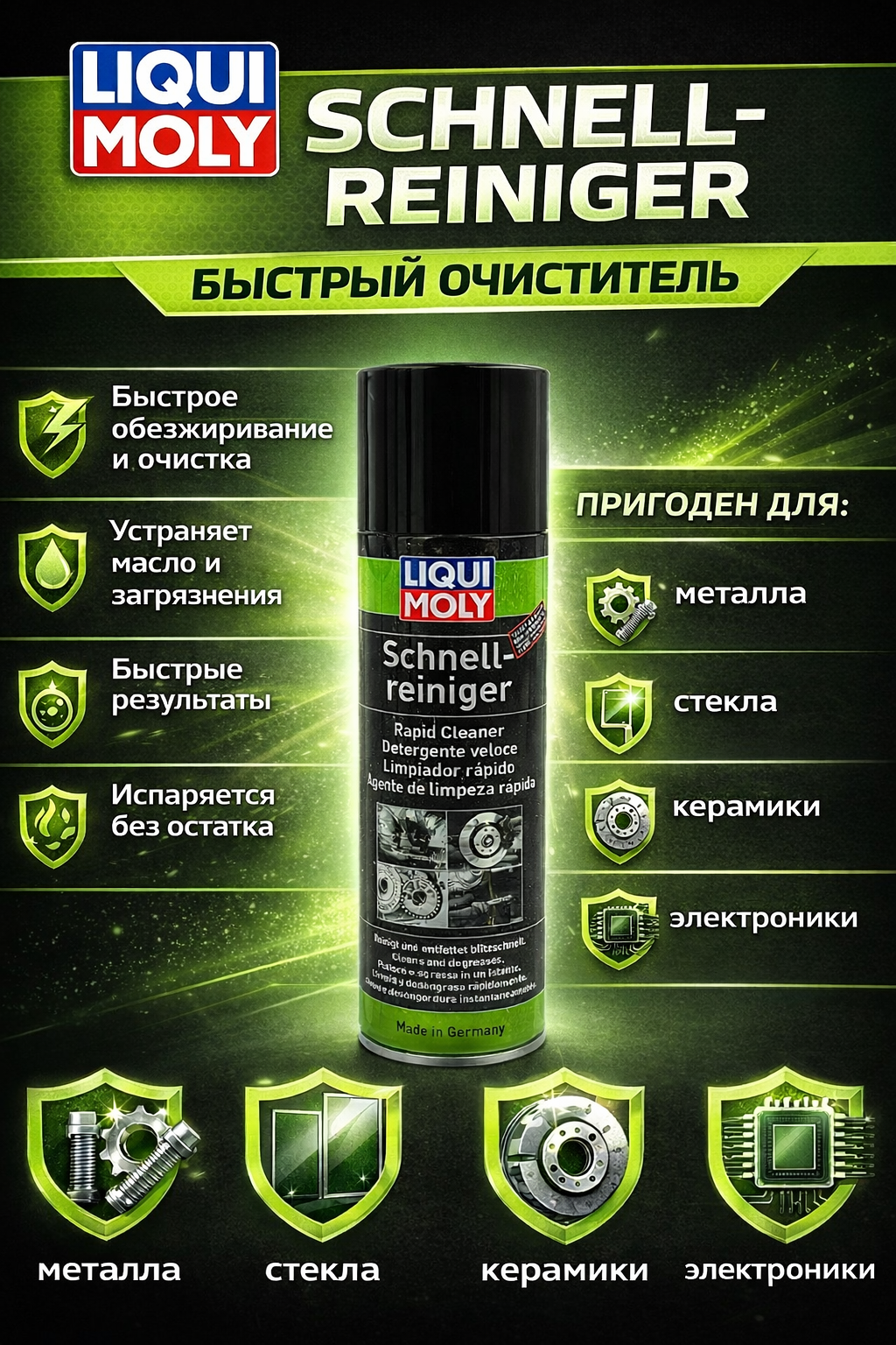 Универсальный очиститель LIQUI MOLY "Schnell-Reiniger" : быстрая очистка любой поверхности
