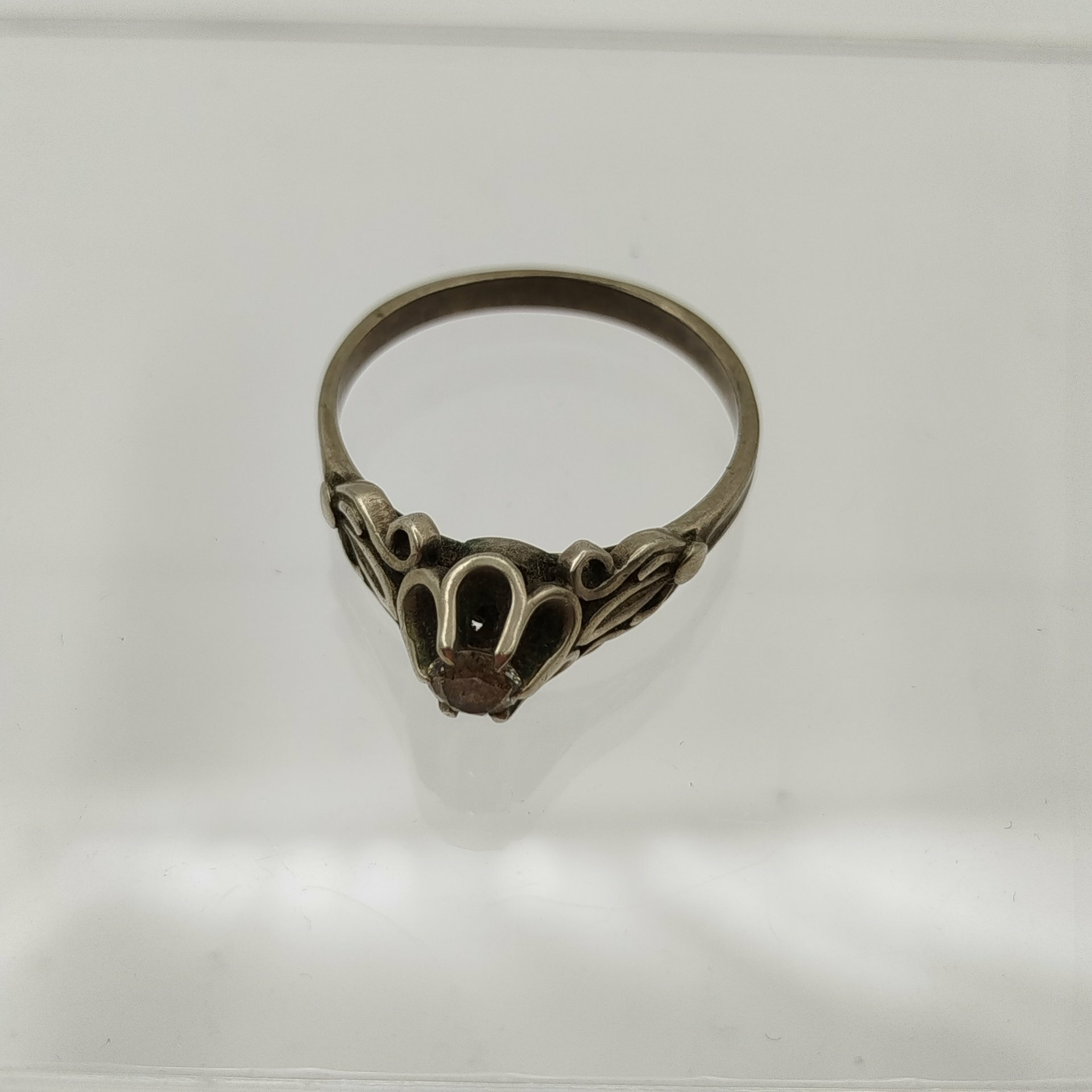 Кольцо винтажное с прозрачной вставкой, мельхиор, Россия, 1970-1990 гг.