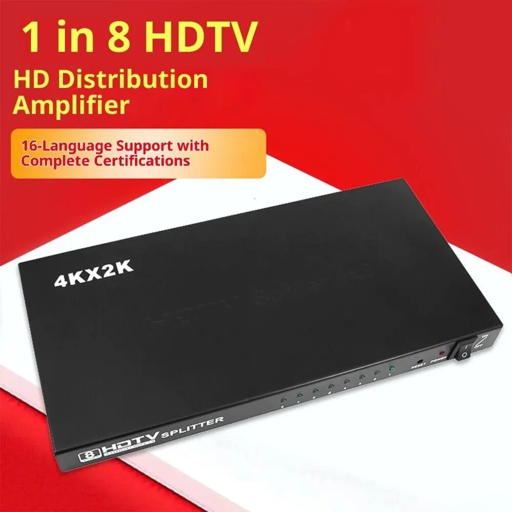 8 HD HDTV splitter 4Kx2K 8-портовый HDMI сплиттер распределитель видеосигнала для домашнего кинотеатра — фото 1