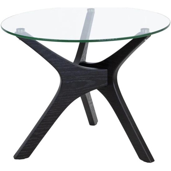 Стол журнальный Мебелик Рилле 446 черный/стекло прозрачное