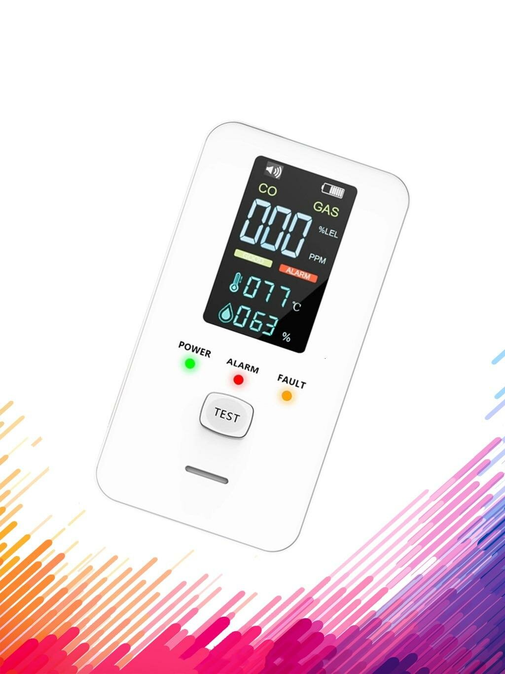 Газоанализатор европейского образца для метана и CO, Белый - Модель цветного экрана