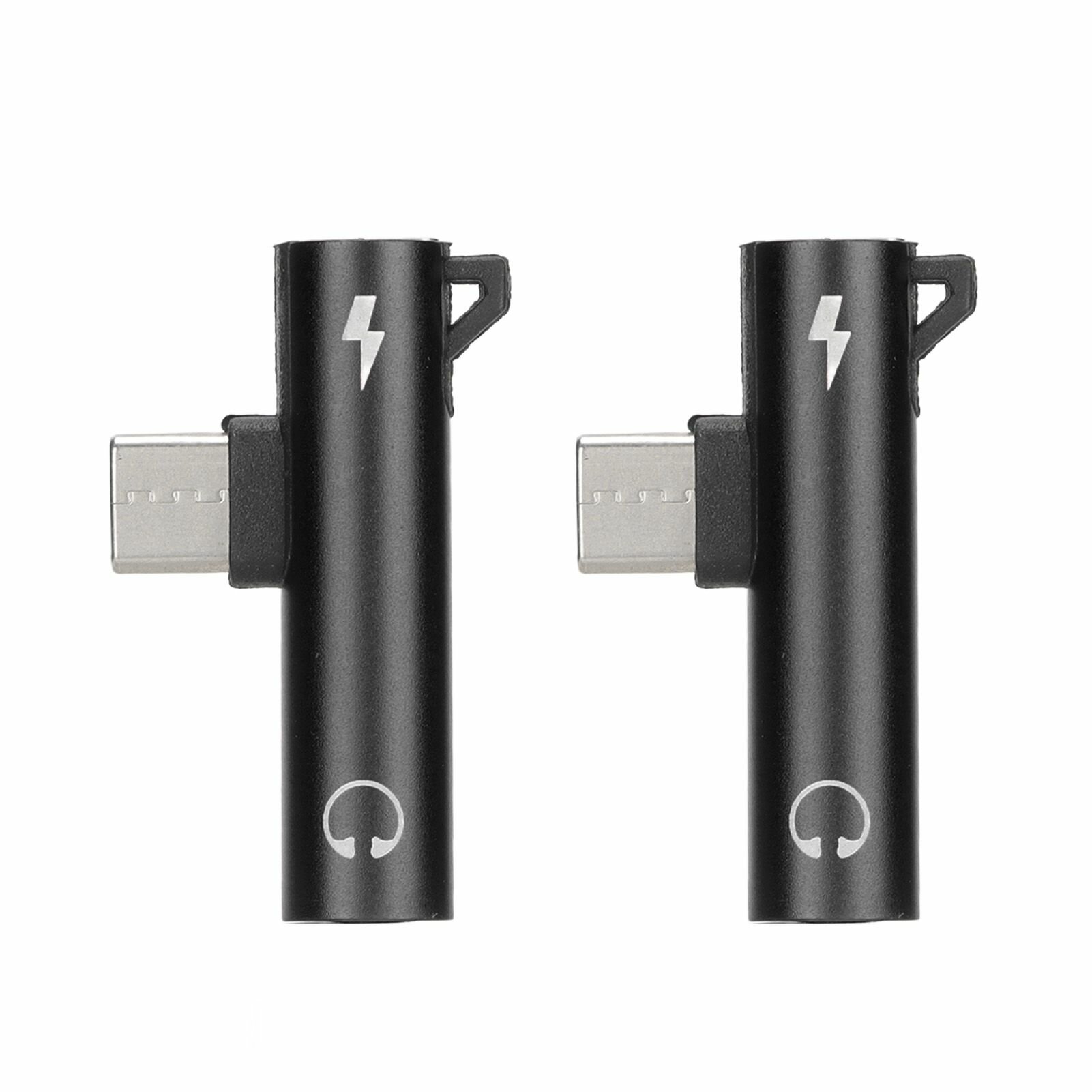 Аудиоадаптер USB C на 3,5 мм, 2 шт, зарядка аудио 2 в 1, USB C на аудиоразъем ABS, USB C на AudioJack для телефона, планшета, черный