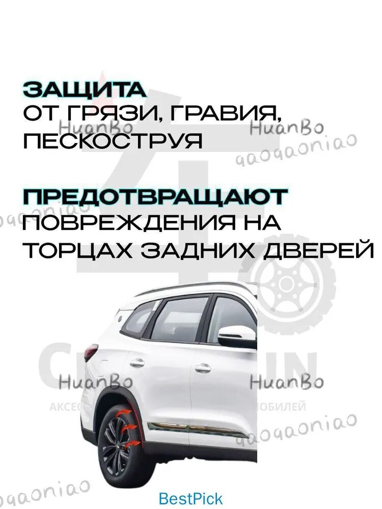 Подкрылки задние усиленные ABS пластик, 2 шт. для Chery Tiggo 8 Pro/Max/X-Cross 8 (2021-2025) — фото 1