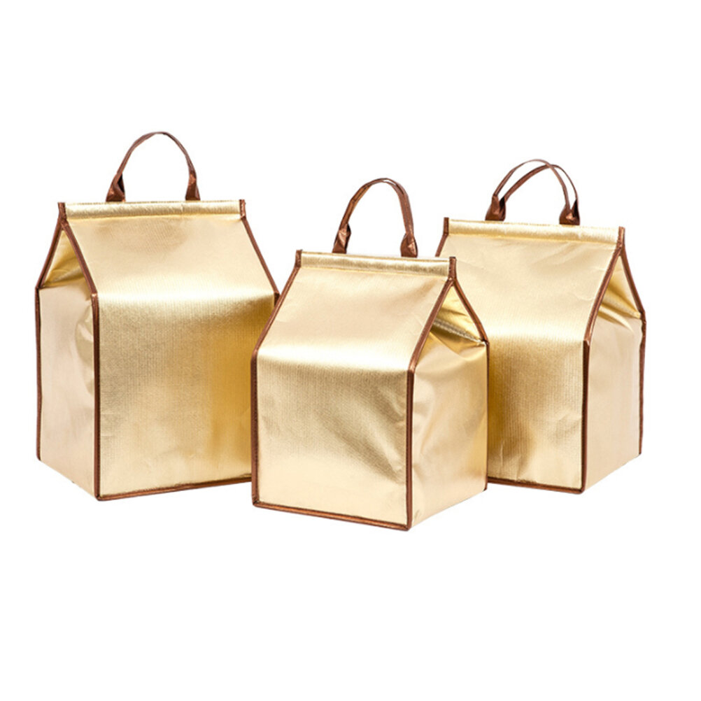 Многоразовая теплоизоляционная сумка золотистого цвета для еды и десертов
